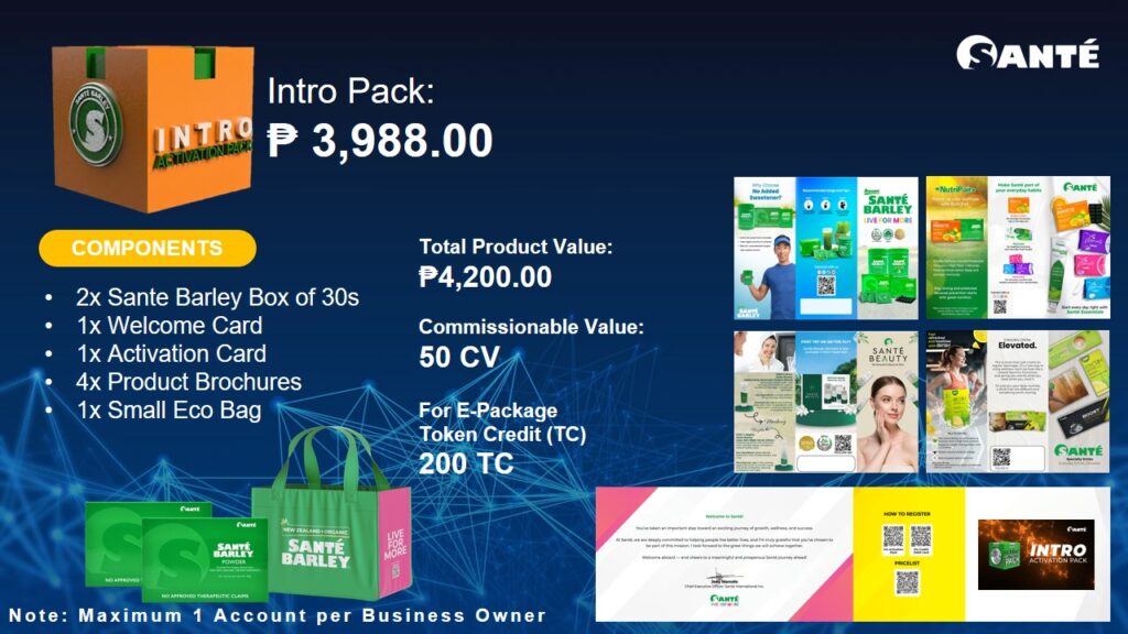 Sante Barley Membership - Intro Pack - Sante Barley Powder - Live For More